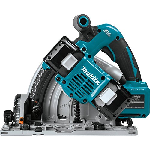 Makita XPS01PTJ 18-Volt X2 LXT Lithium-Ion (36V) Brushless Cordless 6-1/2 inch Plunge Circular Saw Kit (5.0Ah) with 199140-0 39 inch Guide Rail(Sold separately)