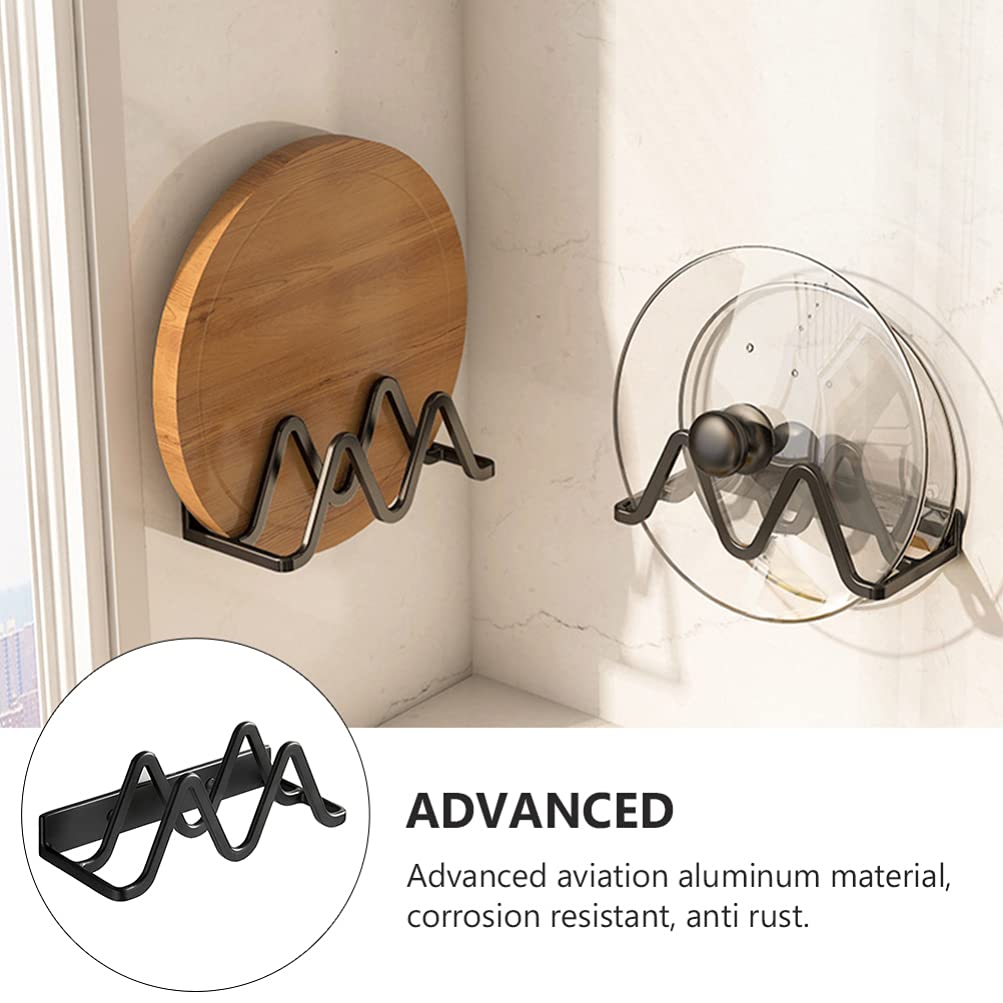 Cabilock Pot Lid Rack Wall Mounted Adhesive Pan Pot Cover Storage Rack Shelf Chopping Board Holder Drain Rack for Kitchen Home