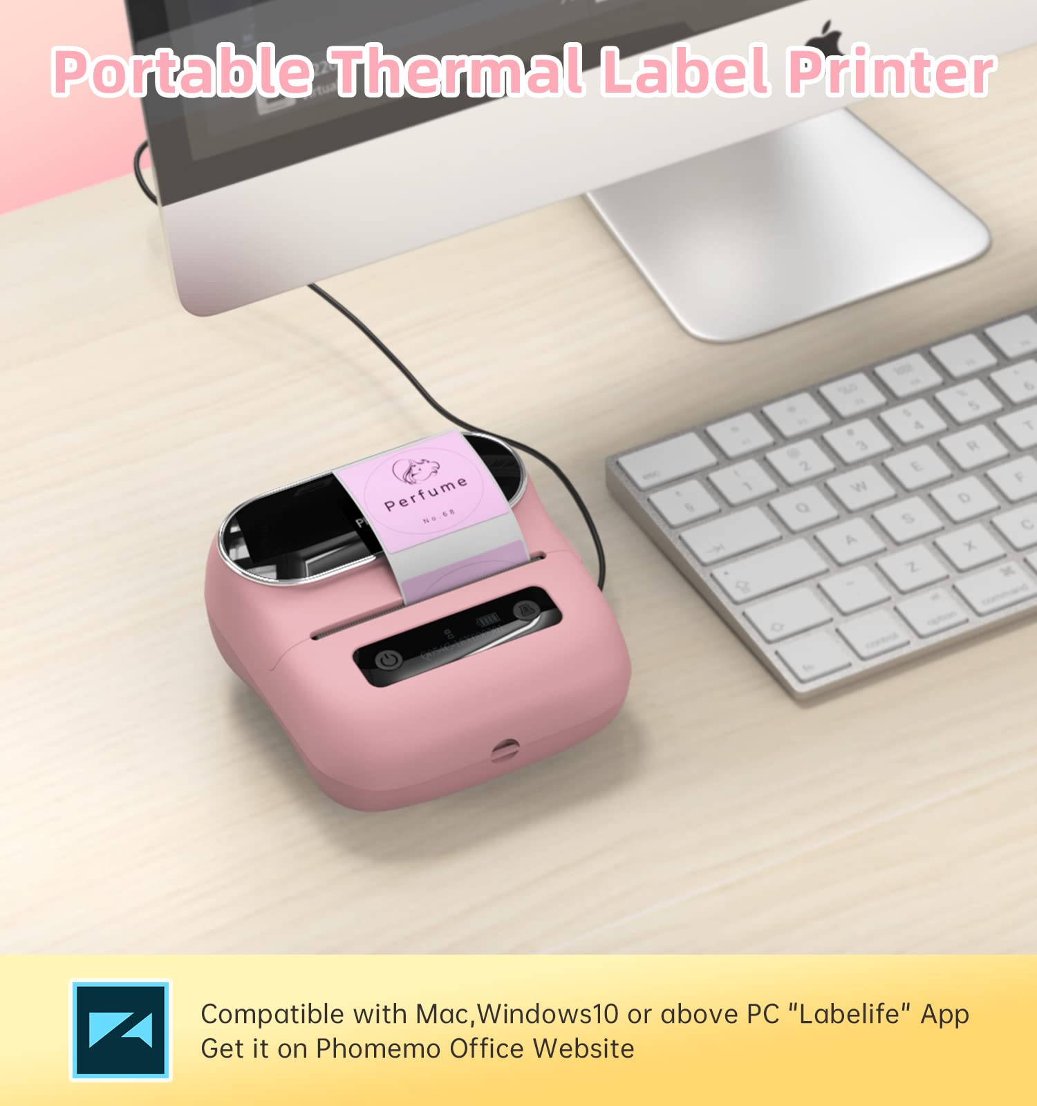M220 Label Maker, Phomemo Label Printer, 3 Inch Bluetooth Thermal Sticker Maker Machine for Home,Office,School,Barcode Printer for Address,Mailing,Box,Cup,Compatible with Phone & PC,with 3 Rolls Label