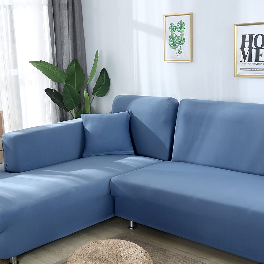 MIFXIN Stretch Sofa Cover Couch Slipcover 1 Piece Spandex Stretchy Couch Cover Furniture Protector for Sofa Couch Living Room Decor (Grey Blue, Sofa/3-seater)