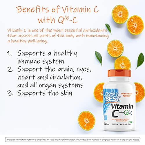 Doctor's Best Vitamin C with Quali-C 1000 mg, Healthy Immune System, 360 Count (Pack of 1)