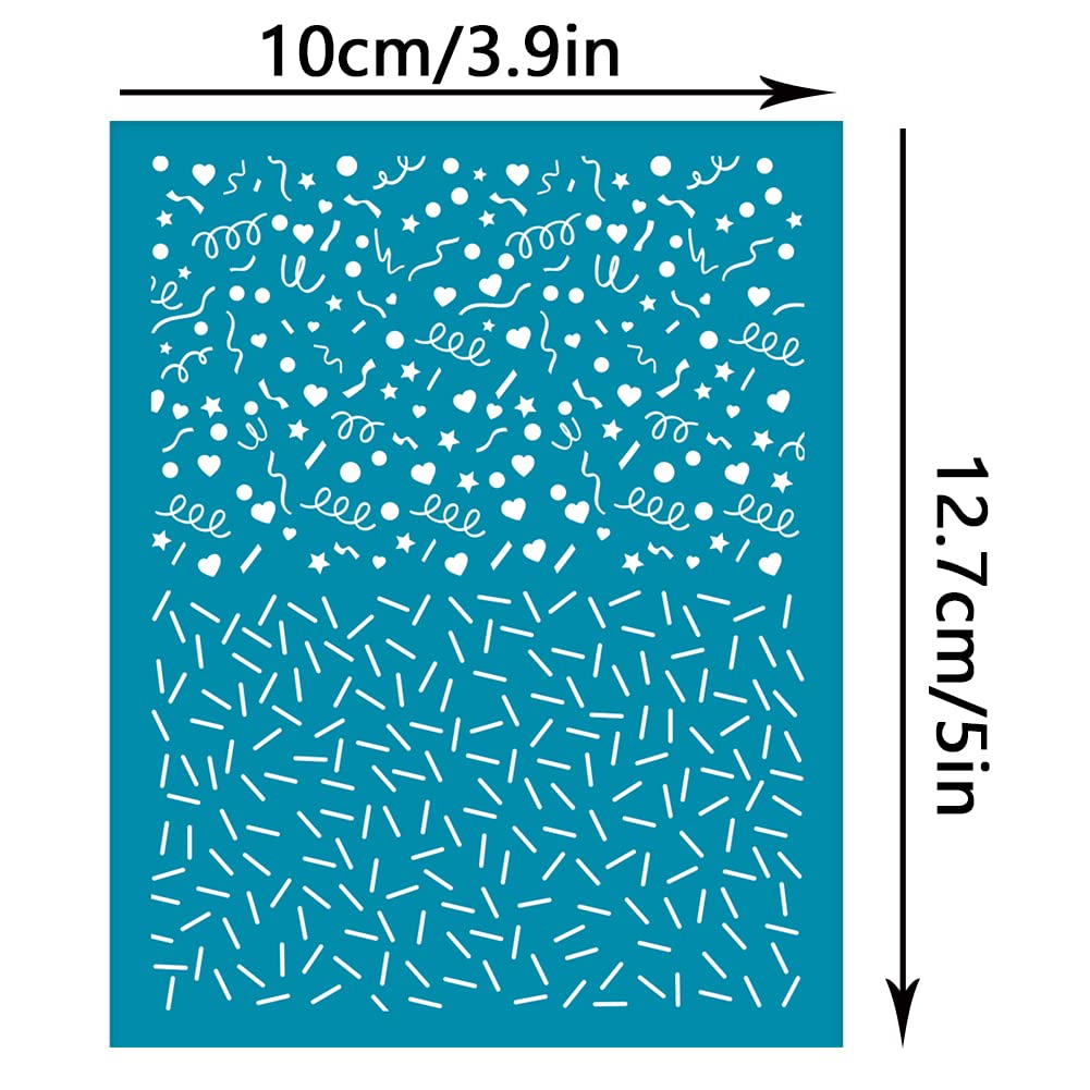 OLYCRAFT 4x5 Inch Silk Screen Stencils for Polymer Clay Confetti Silk Screen Printing Stencils Star Heart Reusable Clay Stencil Transfer for Polymer Clay Earring Hairpin Jewelry Making