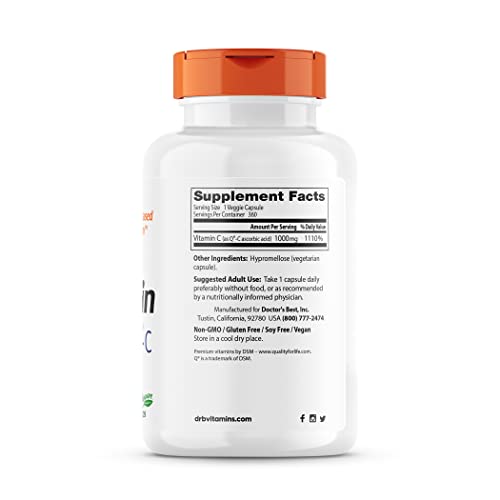 Doctor's Best Vitamin C with Quali-C 1000 mg, Healthy Immune System, 360 Count (Pack of 1)