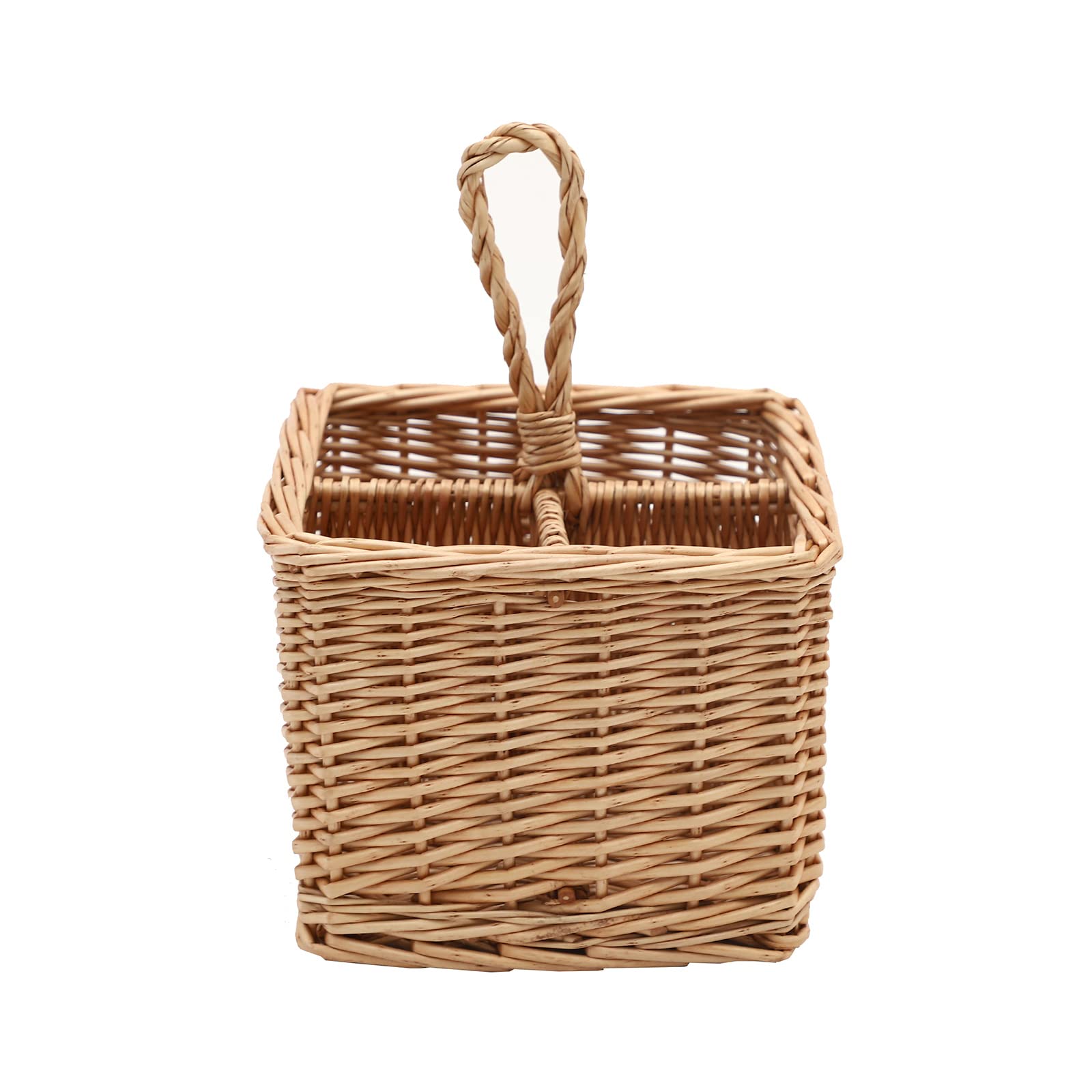 JJSQ Wicker Woven Utensil Caddy Silverware Caddy Flatware Caddy Cutlery Holder for Kitchen Dining Table, Parties - Holds Forks, Knives, Spoons,Serving Utensils