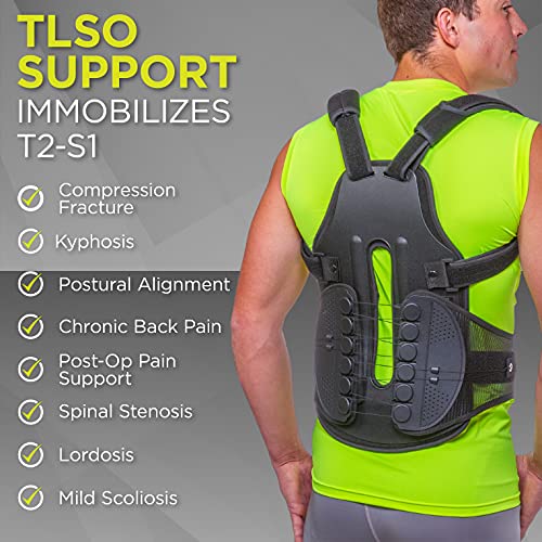 BraceAbility TLSO Full-Body Back Brace Support - Hard Turtle Shell Jacket for Thoracic Kyphosis, Parkinson's Disease, Fractured Spine, Scoliosis, Postural Correction, Post-Surgery Recovery (XL)