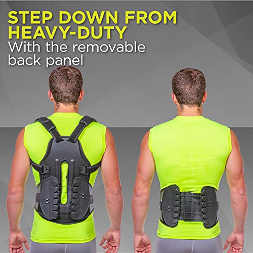 BraceAbility TLSO Full-Body Back Brace Support - Hard Turtle Shell Jacket for Thoracic Kyphosis, Parkinson's Disease, Fractured Spine, Scoliosis, Postural Correction, Post-Surgery Recovery (XL)
