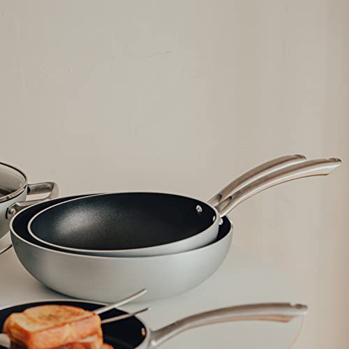 Dr.HOWS SHINE Nonstick Coating Frying Pan, Wok For Induction, Electric, Halogen and Gas Cooktops, Stainless Handle, PFOA free (Shine Wok 24cm)