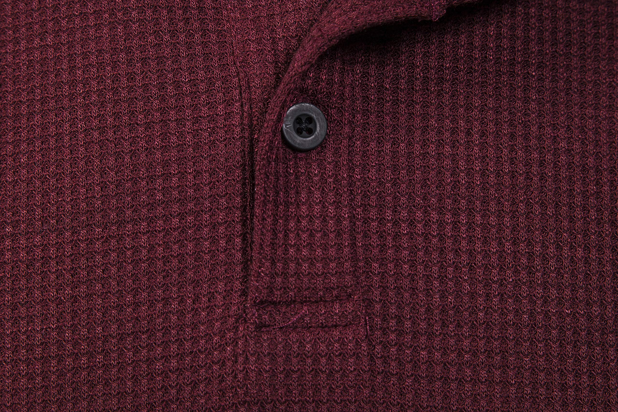 DELCARINO Men's Causal Pullover Hoodie Lightweight Solid Color Hooded Sweatshirt Tops Long Sleeve Waffle-Knit Henley Shirt (Large, Wine)