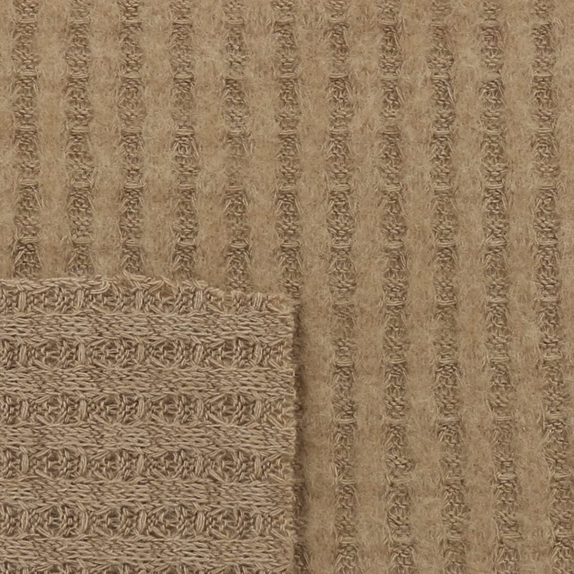 Solid Waffle Brush Poly Rayon Spandex Knit Fabric (Sample Swatch (7"x10" Inches), Camel)