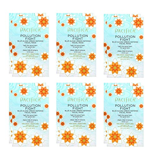 Pacifica Pollution Fighter Blue Algae Urban Defense Facial Mask, White, Banana, 12 Count