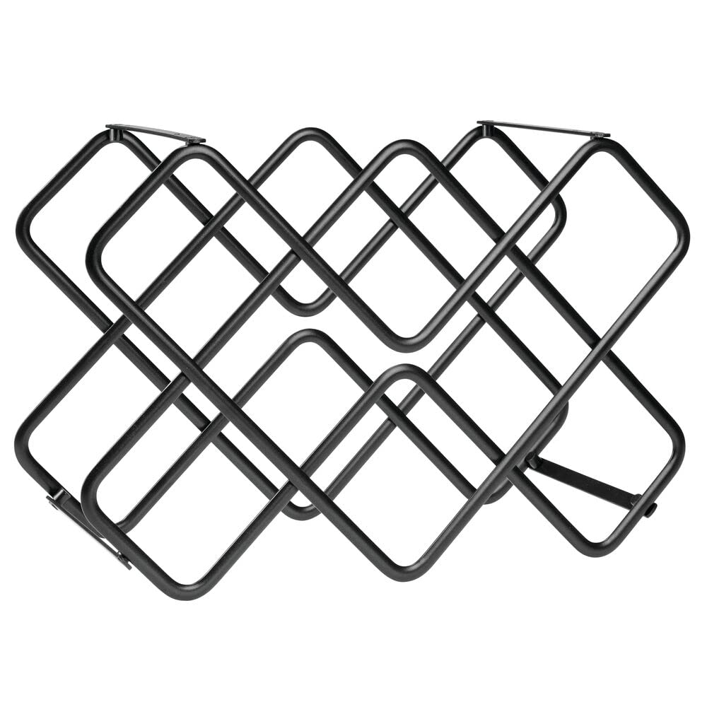 mDesign Metal Free-Standing Wine Rack Storage Organizer for Kitchen Countertops, Pantry, Fridge - Stores Wine, Beer, Pop/Soda, Water Bottles - 3 Levels, Holds 8 Bottles - Black