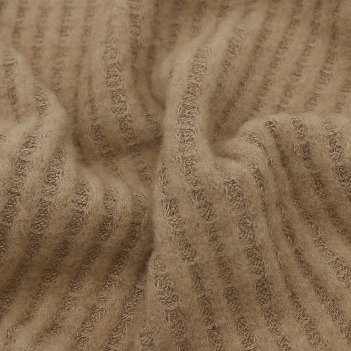 Solid Waffle Brush Poly Rayon Spandex Knit Fabric (Sample Swatch (7"x10" Inches), Camel)