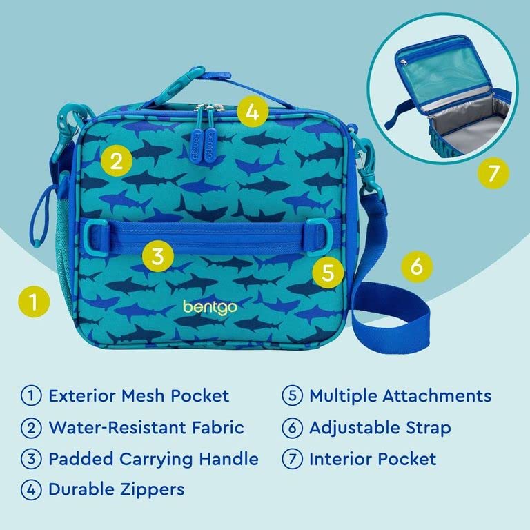 Bentgo® Kids Lunch Bag Set Water Bottle - New & Improved 2023 (Shark)
