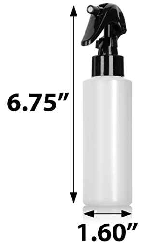 JUVITUS 4 oz / 120 ml Clear Natural Refillable Plastic Cylinder Squeeze Bottle with Black Trigger Sprayer (12 PACK)