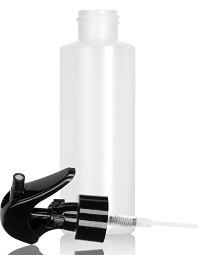 JUVITUS 4 oz / 120 ml Clear Natural Refillable Plastic Cylinder Squeeze Bottle with Black Trigger Sprayer (12 PACK)