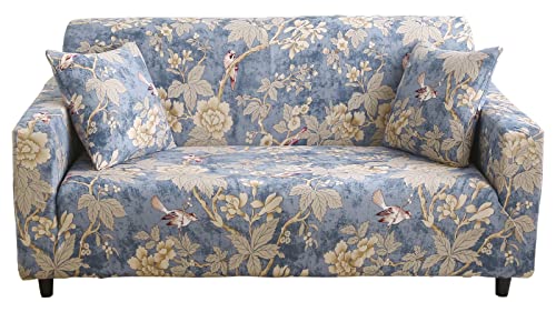 Celevingne Stretch Couch Cover Printed Sofa Cover Sofa Protector for Sofa-4 Seater Elastic Sofa Slipcover with 1 Pillowcase(Golden Trees, Sofa-4 Seater)