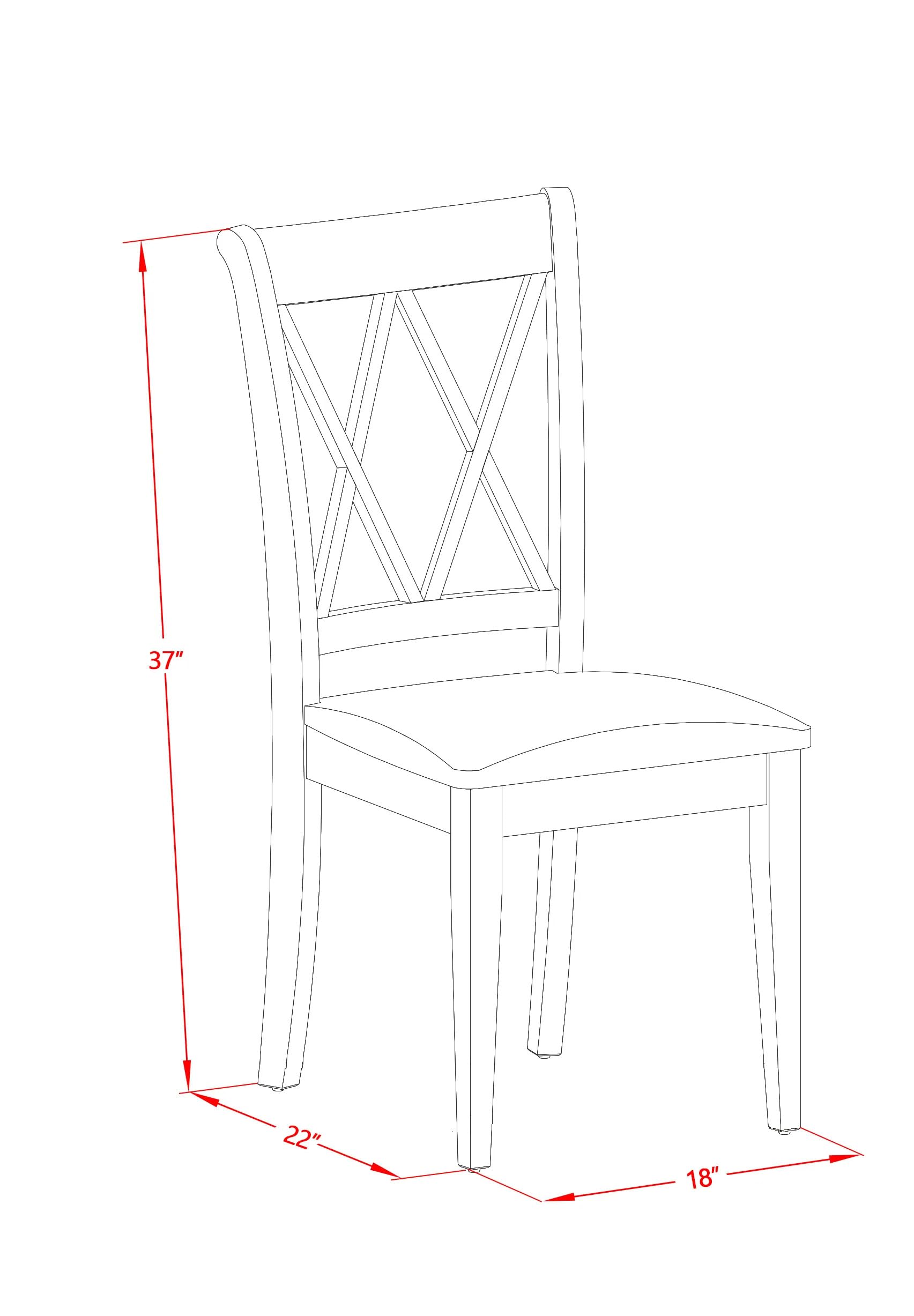 East West Furniture Clarksville Double X-back Kitchen Chairs in Black Finish (Set of 2)