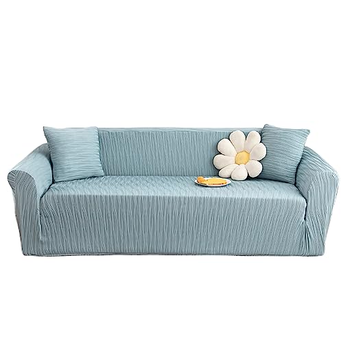 GUYIRT Couch Cover 2 Seater, Ice Silk Sofa Cover Breathable Sofa Slipcovers Easy Fit Washable Furniture Sofa Protector for Living Room-Blue-4 Seater(235-300cm)