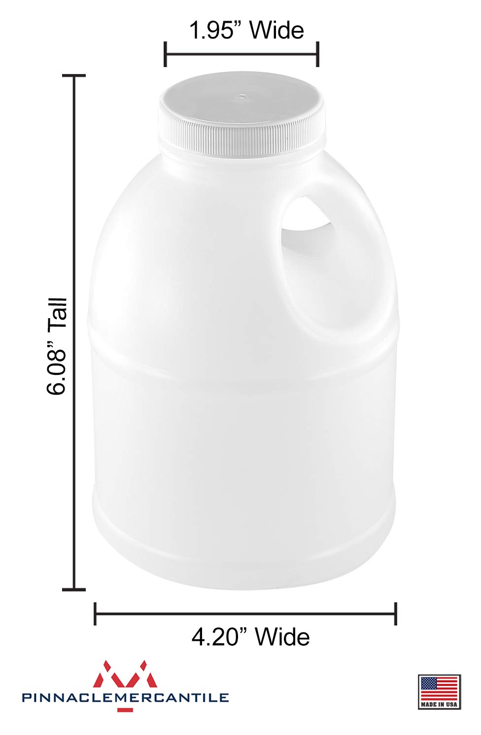 Pinnacle Mercantile 32 Ounce Plastic Jug (4 -Pack) Reusable, Food-Safe, BPA Free | Heavy-Duty HDPE Containers for Water, Sauces, Soaps, Detergents, Liquids, | Screw-On Cap