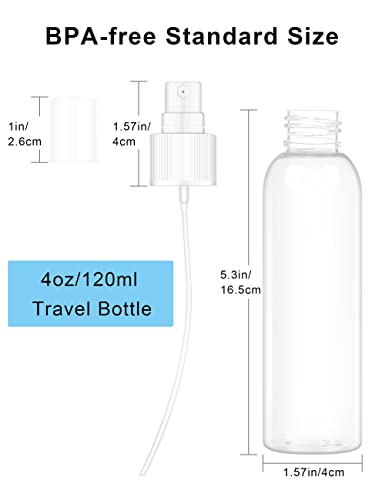 ZLEVEAYN 4oz Plastic Spray Bottles Fine Mist 12 Pack Refillable Empty Travel Size Containers Leak Proof for Toiletries Perfume Essential Oil Alcohol Hair Spray