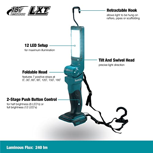 Makita DML801 18V LXT Lithium-Ion Cordless 12 L.E.D. Flashlight, Flashlight Only, Black