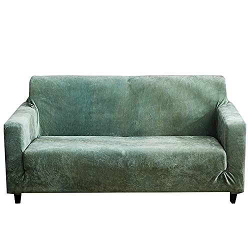 TVPFM Stretch Sofa Slipcover, Velvet Plush Washable Sofa Cover Soft Stretch Furniture Protector Sofa Slipcover for Pets Cat Dog-Blue-4 Seater