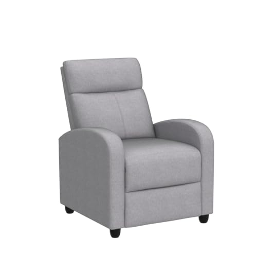 SMUG Recliner Chair Massage Reclining for Adults, Comfortable Fabric Recliner Adjustable Home Theater Seating Lounge with Padded Seat Backrest, Small Recliners for Living Room, Bedroom (Deep Grey)
