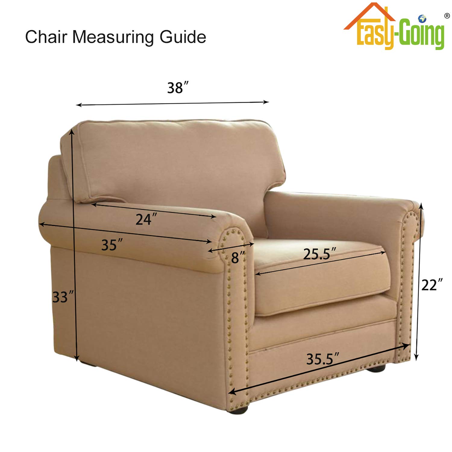 Easy-Going Stretch Chair Sofa Slipcover 1-Piece Couch Sofa Cover Furniture Protector Soft with Elastic Bottom for Kids, Pet. Spandex Jacquard Fabric Small Checks (Chair, Navy)