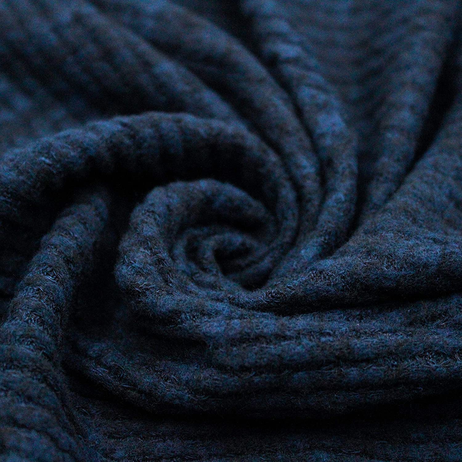 Solid Waffle Brush Poly Rayon Spandex Knit Fabric (Sample Swatch (7"x10" Inches), Navy Chambray)
