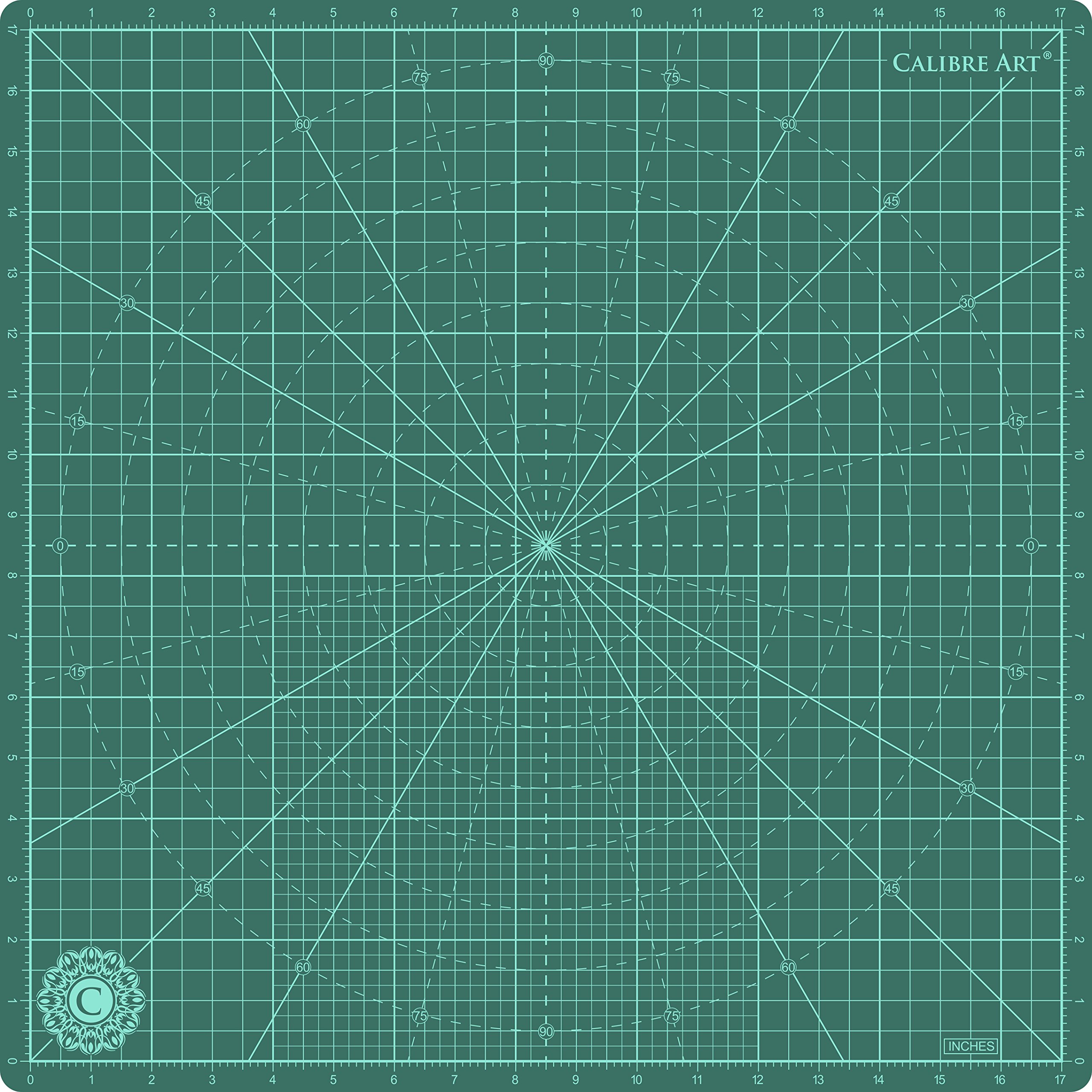 Calibre Art Self Healing Rotating Cutting Mat 18x18 (17" Grid), Perfect for Quilting & Art Projects