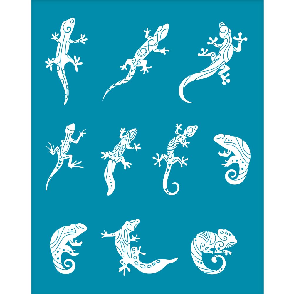 OLYCRAFT 4x5 Inch Clay Stencils Small Lizard Pattern Silk Screen for Polymer Silk Screen Stencils Lizard Mesh Transfer Stencils Animal Theme Mesh Stencil for Polymer Clay Jewelry Making