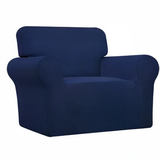 Easy-Going Stretch Chair Sofa Slipcover 1-Piece Couch Sofa Cover Furniture Protector Soft with Elastic Bottom for Kids, Pet. Spandex Jacquard Fabric Small Checks (Chair, Navy)