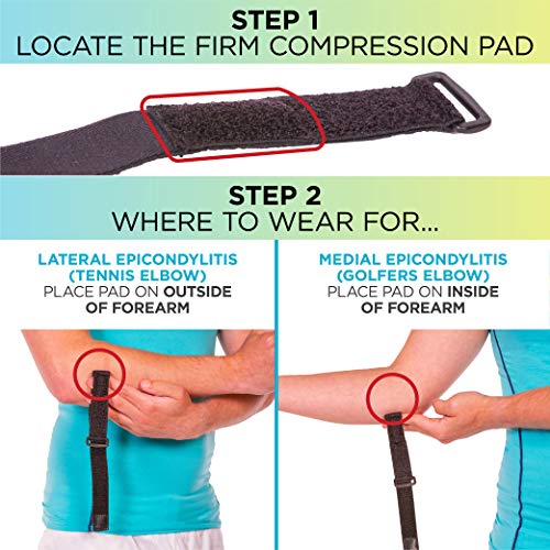 BraceAbility Epicondylitis Brace | Elbow Strap for Medial / Lateral Epicondyle Pain and Tendonitis Arm Compression Support Band for Men or Women (One Size Fits Most)