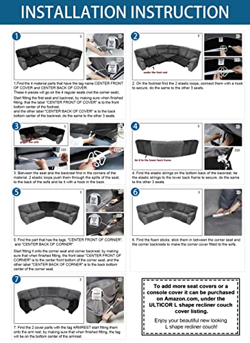 5-Seat Sectional Recliner Sofa Covers,4 Seater & 1 Corner Seat 5 Seater Stretch Recliner Couch Cover Slipcover for Reclining L Shape Recliner Corner Sofa,Soft,Washable Couch Covers,Navy Blue,Jacquard