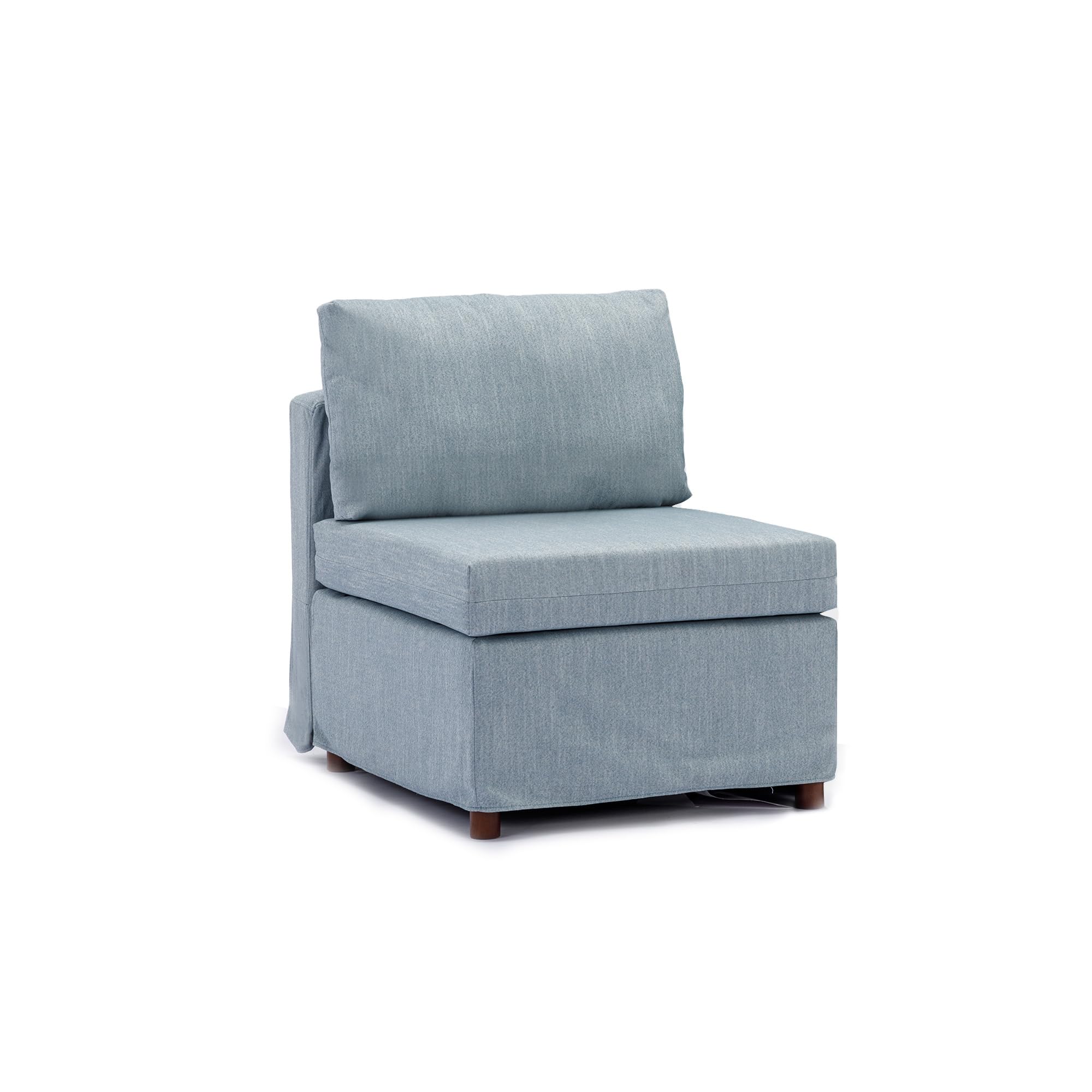 LIADTOP 4 Seater Module 1 Ottoman,Mid Century Modern Sectional Sofa Couch,for Living Room Bedroom Studio,Light Blue