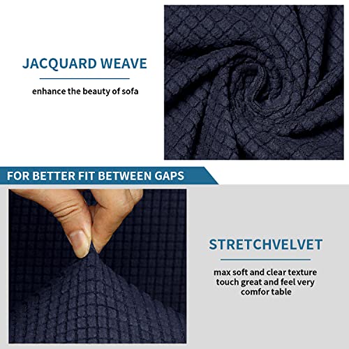 5-Seat Sectional Recliner Sofa Covers,4 Seater & 1 Corner Seat 5 Seater Stretch Recliner Couch Cover Slipcover for Reclining L Shape Recliner Corner Sofa,Soft,Washable Couch Covers,Navy Blue,Jacquard