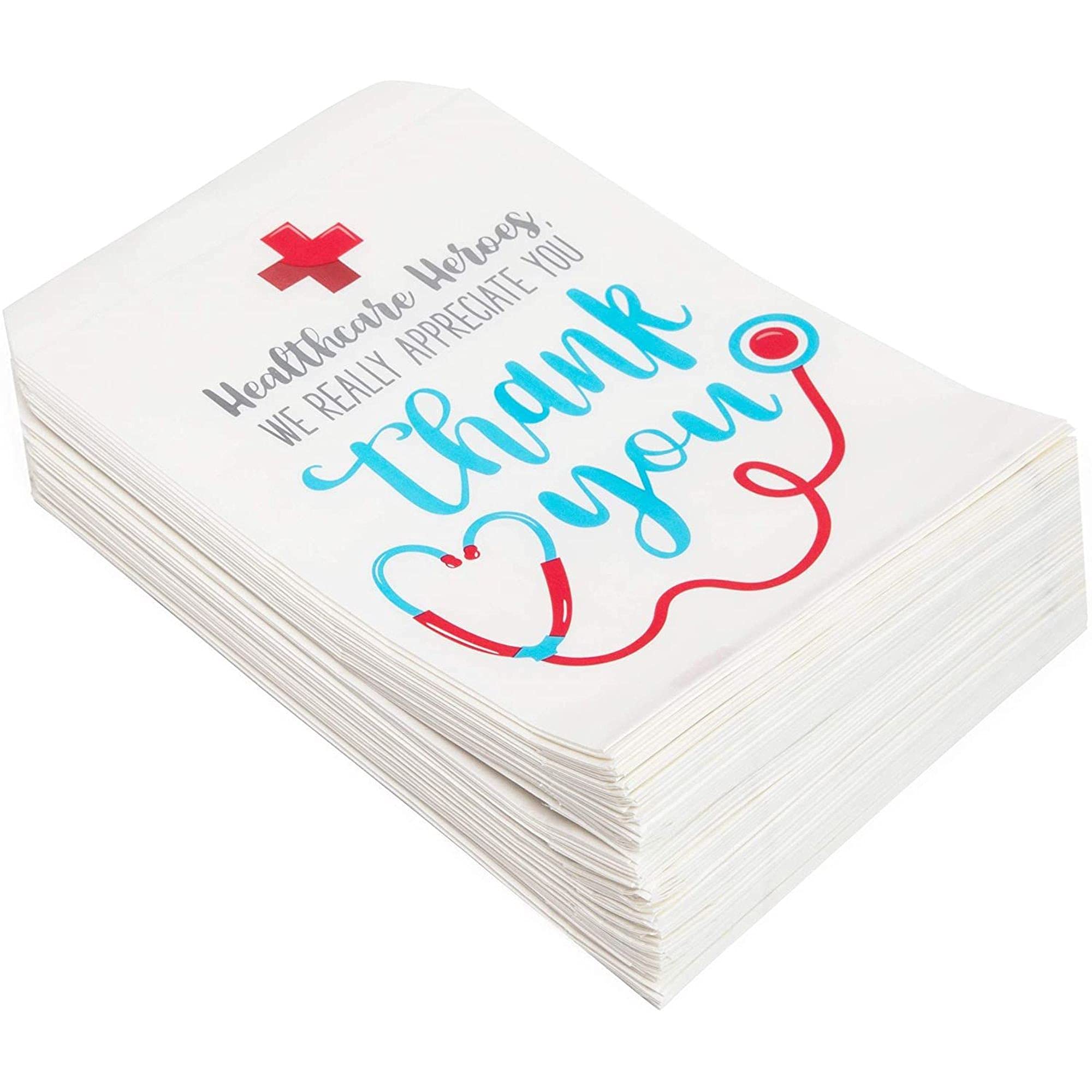 Sparkle and Bash Thank You Goodie Bags, Nurse Appreciation Gifts (5 x 7.5 in, 100 Pack)