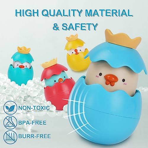 Hiitytin Bath Toy for Toddlers 1-3 Bathtub Toy with Fishing Floating Squirts Toy Water Scoop Swimming Egret Bird and Stacking Cups (6 Pack)