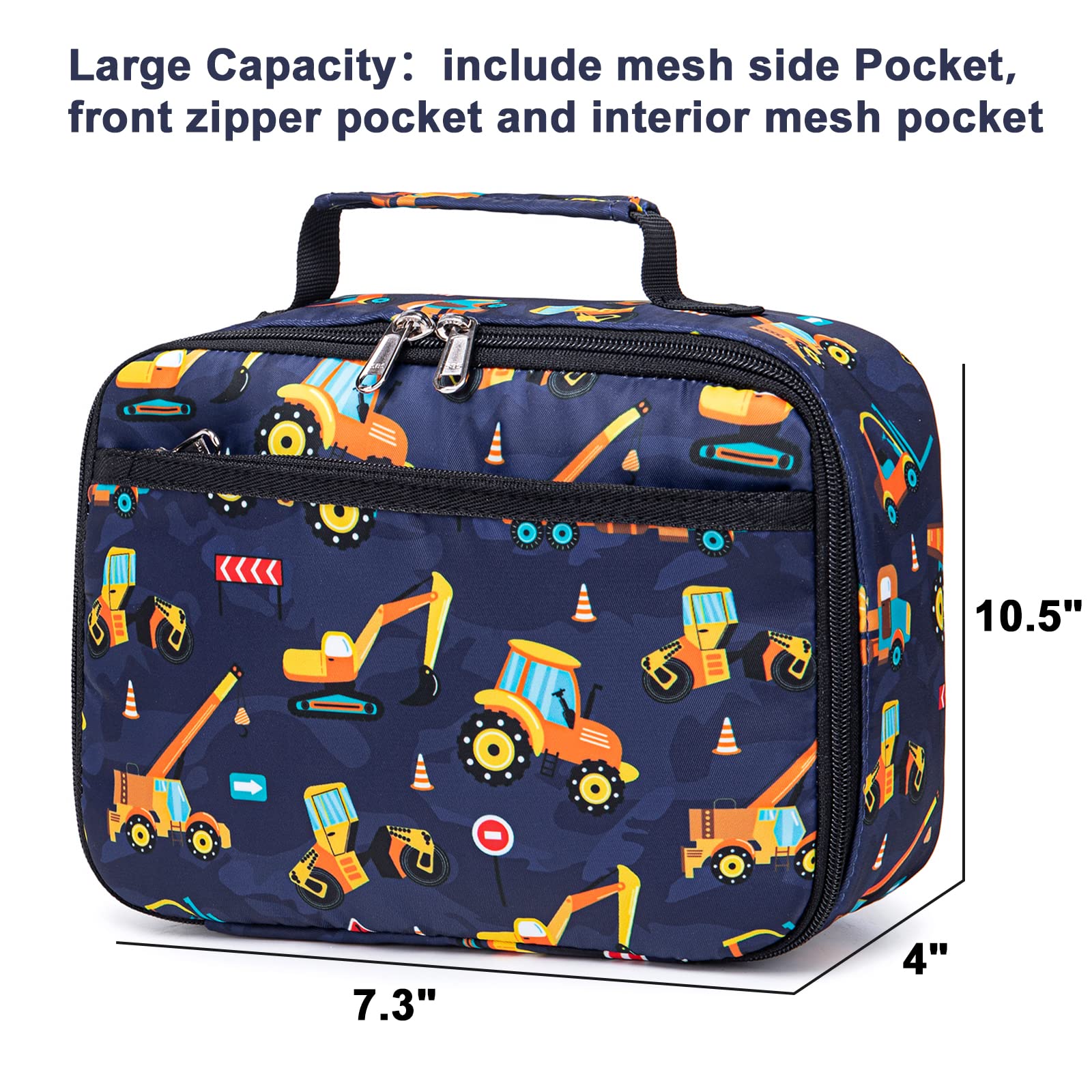 Backpack for Kids Boys Girls Preschool Kindergarten Bookbag Set with Lunch Box Truck Toddler School Bag, navy Blue