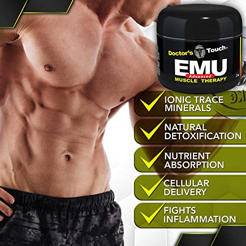 Doctors Touch Advanced EMU Muscle Pain Relief Cream - 2 Oz Jar - Joint & Muscle Pain Relief Rubs - Perfect for Workout Recovery to Sooth Sore Muscles and Aching Joints - Joint Pain Relief Cream