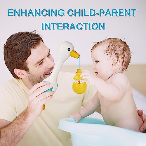 Hiitytin Bath Toy for Toddlers 1-3 Bathtub Toy with Fishing Floating Squirts Toy Water Scoop Swimming Egret Bird and Stacking Cups (6 Pack)