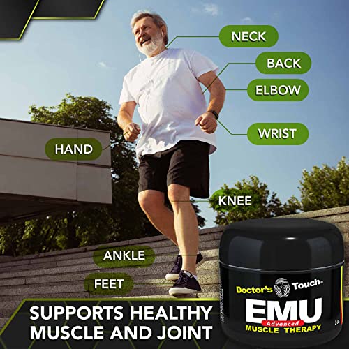Doctors Touch Advanced EMU Muscle Pain Relief Cream - 2 Oz Jar - Joint & Muscle Pain Relief Rubs - Perfect for Workout Recovery to Sooth Sore Muscles and Aching Joints - Joint Pain Relief Cream