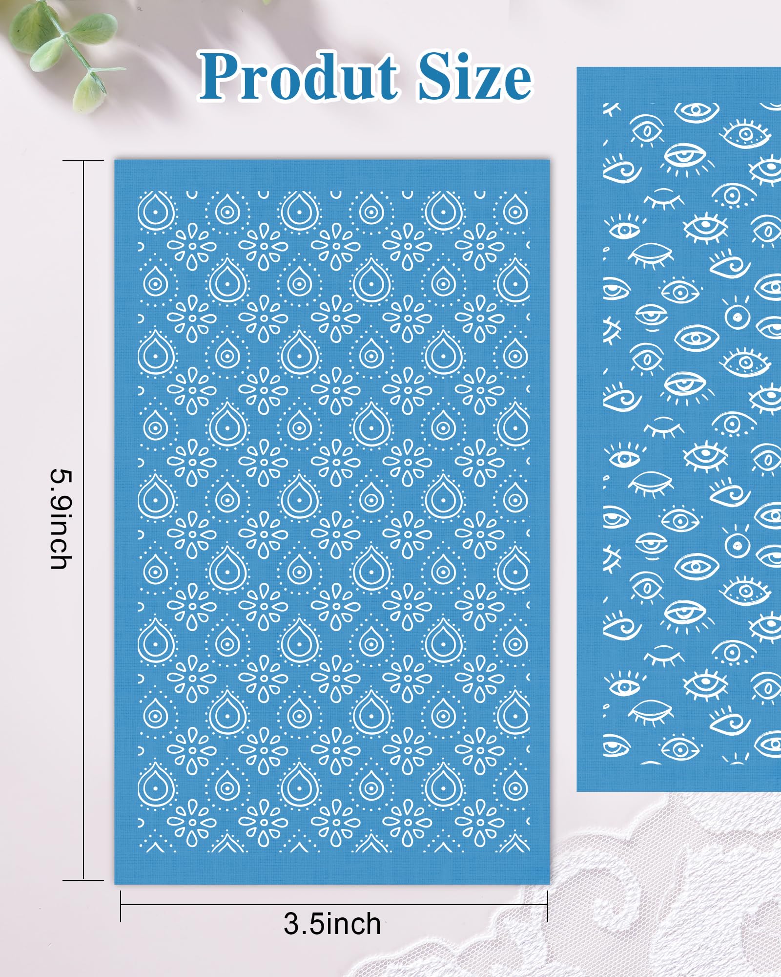 Puocaon Boho Clay Silk Screens - 6 Pcs Lucky Evil Eye Shape Silk Screen Stencils for Polymer Clay, Screen Stencils for Polymer Clay Earrings Making, Silk Screen for Transfer Patterns on Polymer Clay