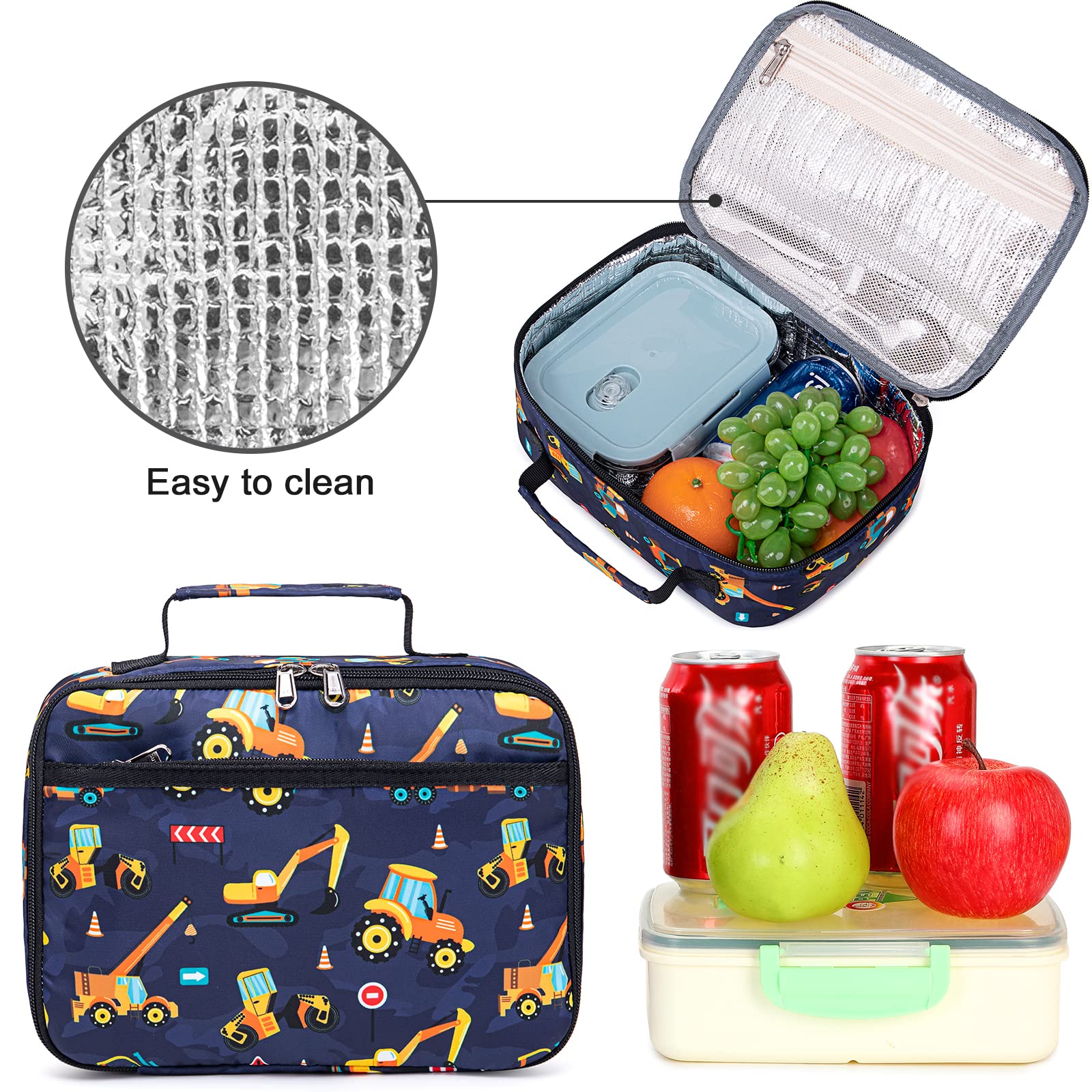 Backpack for Kids Boys Girls Preschool Kindergarten Bookbag Set with Lunch Box Truck Toddler School Bag, navy Blue