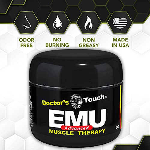 Doctors Touch Advanced EMU Muscle Pain Relief Cream - 2 Oz Jar - Joint & Muscle Pain Relief Rubs - Perfect for Workout Recovery to Sooth Sore Muscles and Aching Joints - Joint Pain Relief Cream