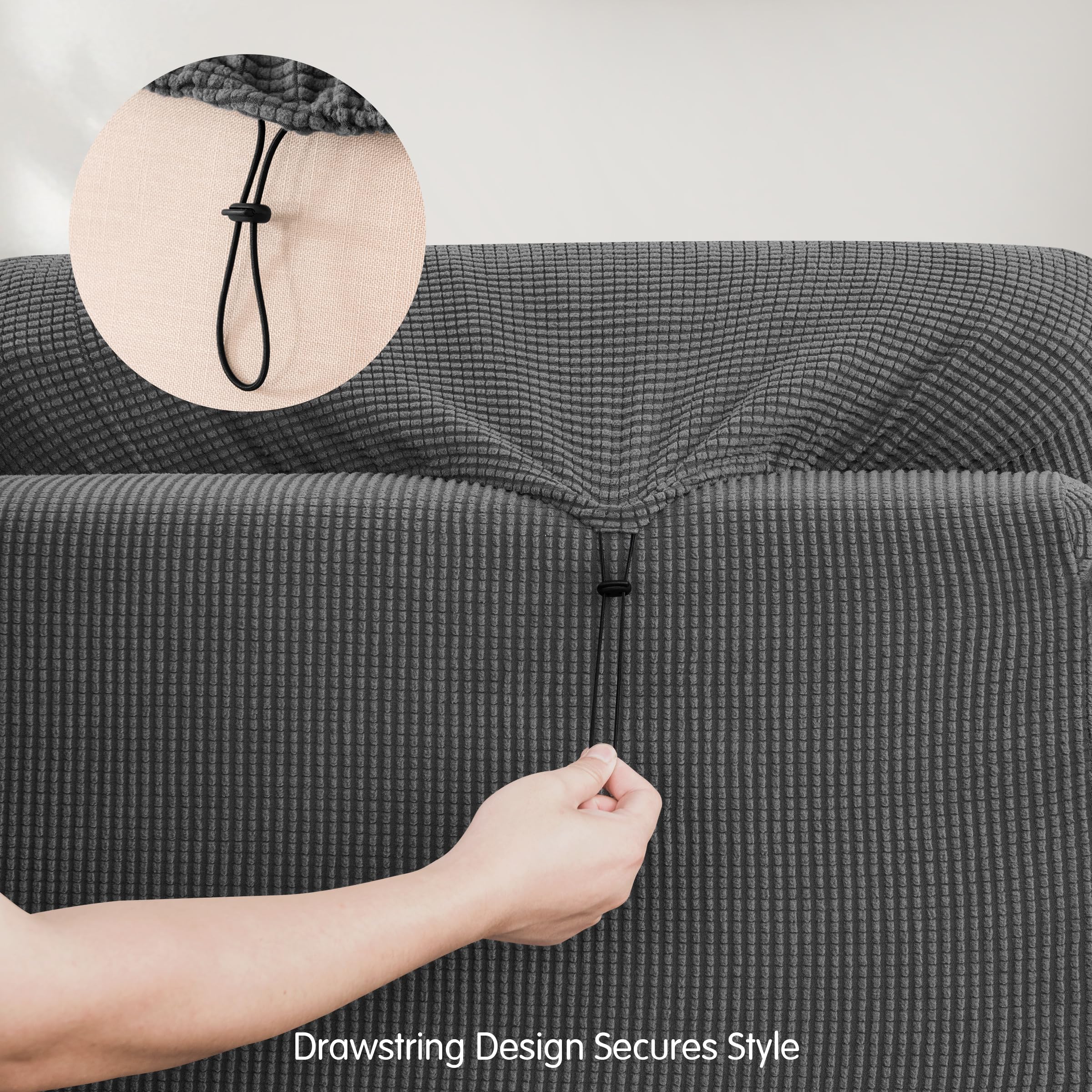 SUBRTEX 3 Pieces Stretch Sofa Slipcover Sets Couch Cover Sets Backrest Cushion Covers Furniture Protector Collection Set for Oversize Sofa Loveseat Chair Slip Covers(Small, Gray)