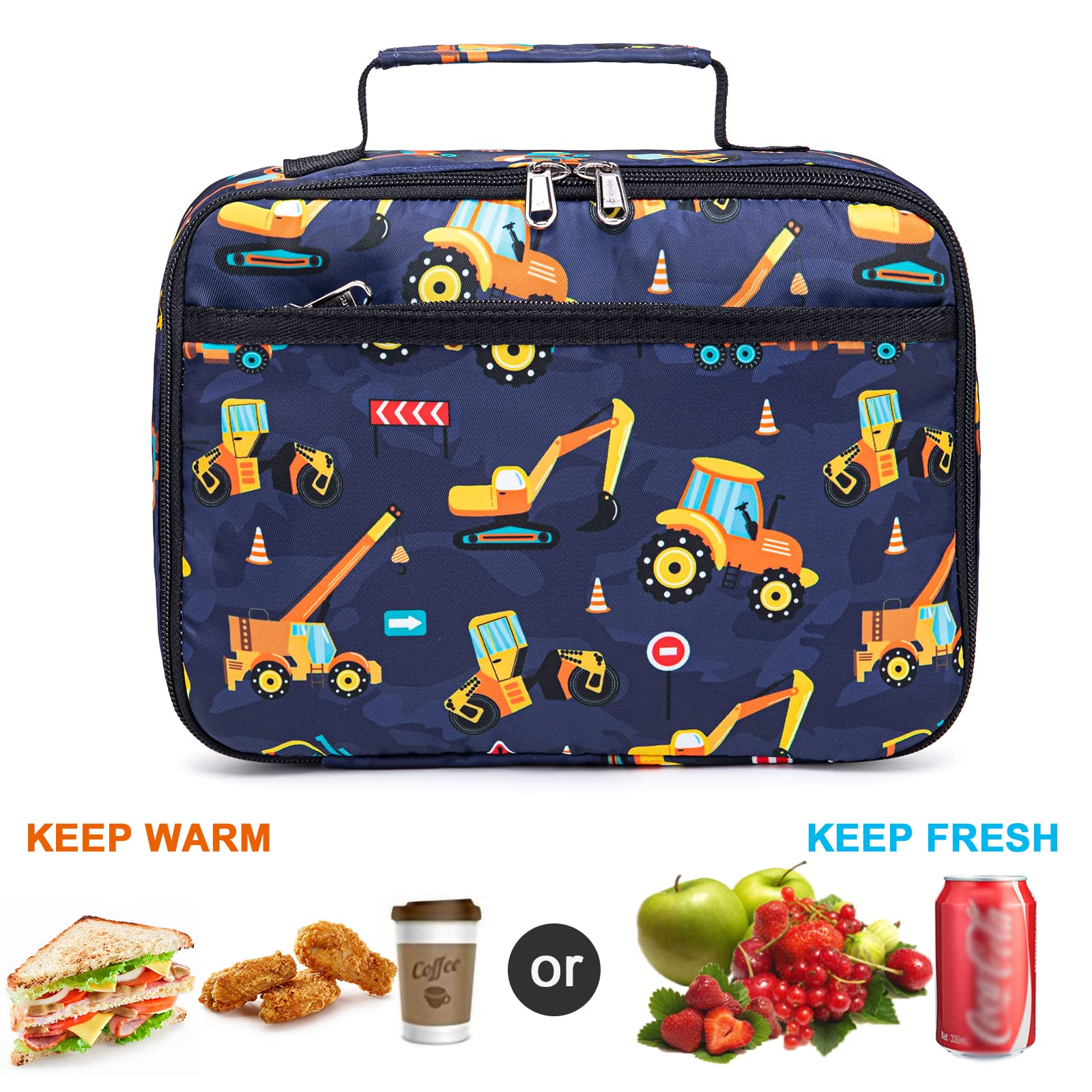 Backpack for Kids Boys Girls Preschool Kindergarten Bookbag Set with Lunch Box Truck Toddler School Bag, navy Blue