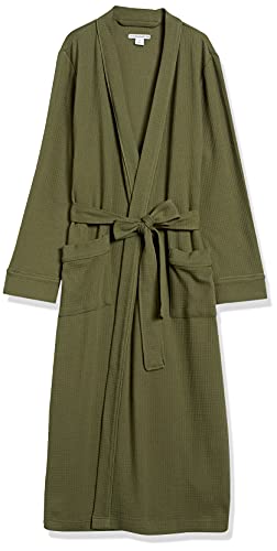 Amazon Essentials Women's Lightweight Waffle Full-Length Robe (Available in Plus Size), Olive, Large