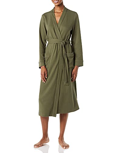 Amazon Essentials Women's Lightweight Waffle Full-Length Robe (Available in Plus Size), Olive, Large