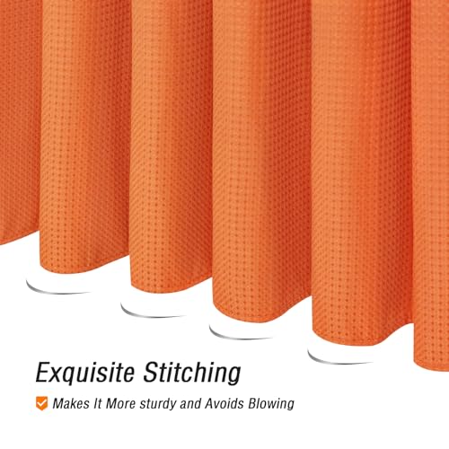 Gibelle Burnt Orange Shower Curtain, Waffle Weave Textured Fabric Shower Curtain for Bathroom - Soft Cloth & Hotel Spa Luxury, Water Repellent, Machine Washable, 72X72, Burnt Orange